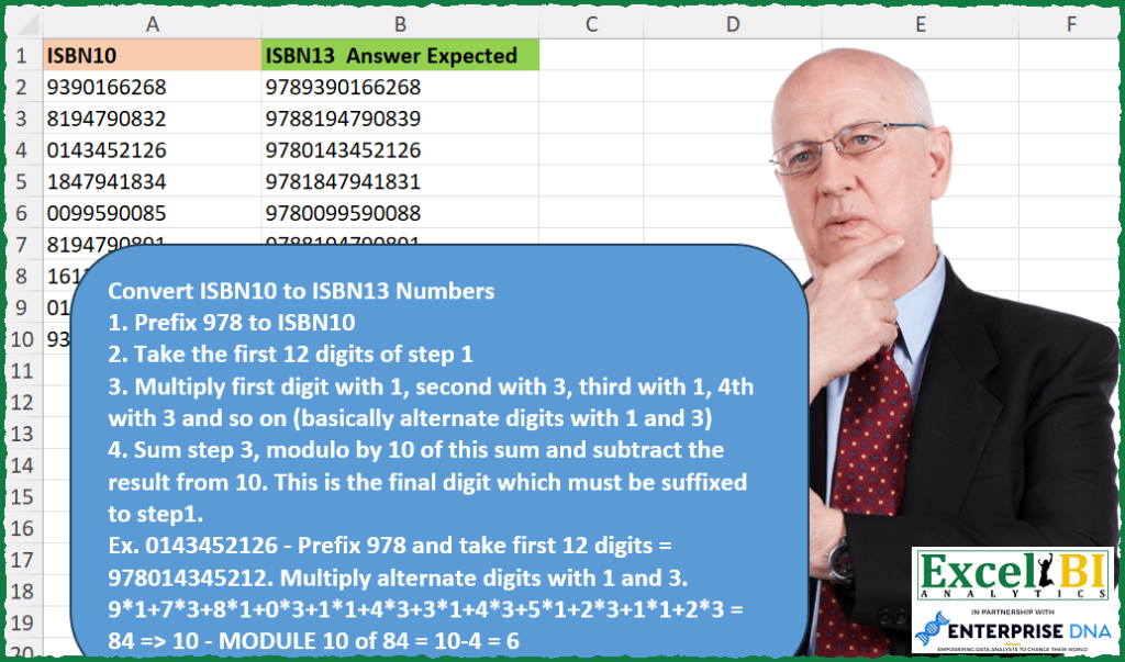 Convert ISBN1 to ISBN13 Numbers. | Excel, Power Query & Python Challenge