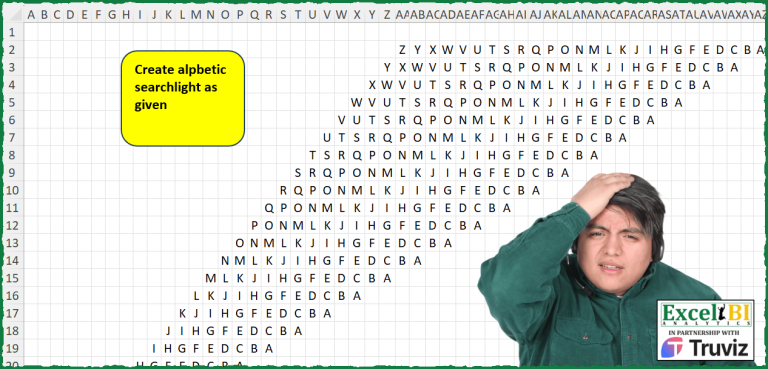 Create Alphabetic Searchlight Grid - Excel & Data Challenge