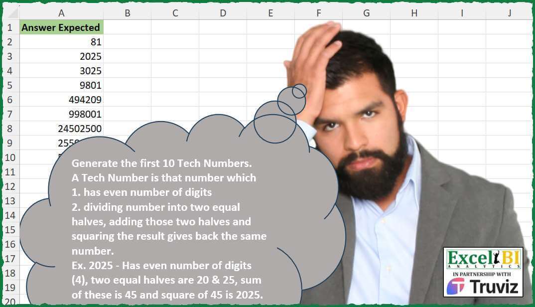 List First 1 Tech Numbers - Excel, Power Query, Python & R Challenge