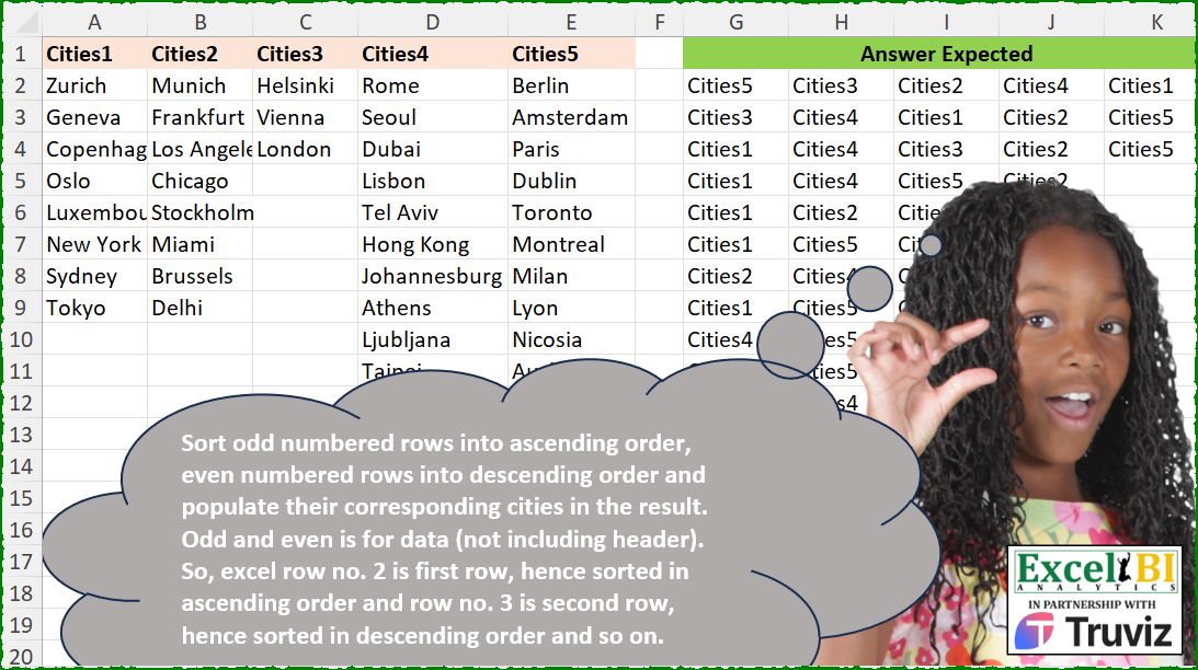 Sort Alternate Row Patterns - Excel, Power Query, Python Challenges