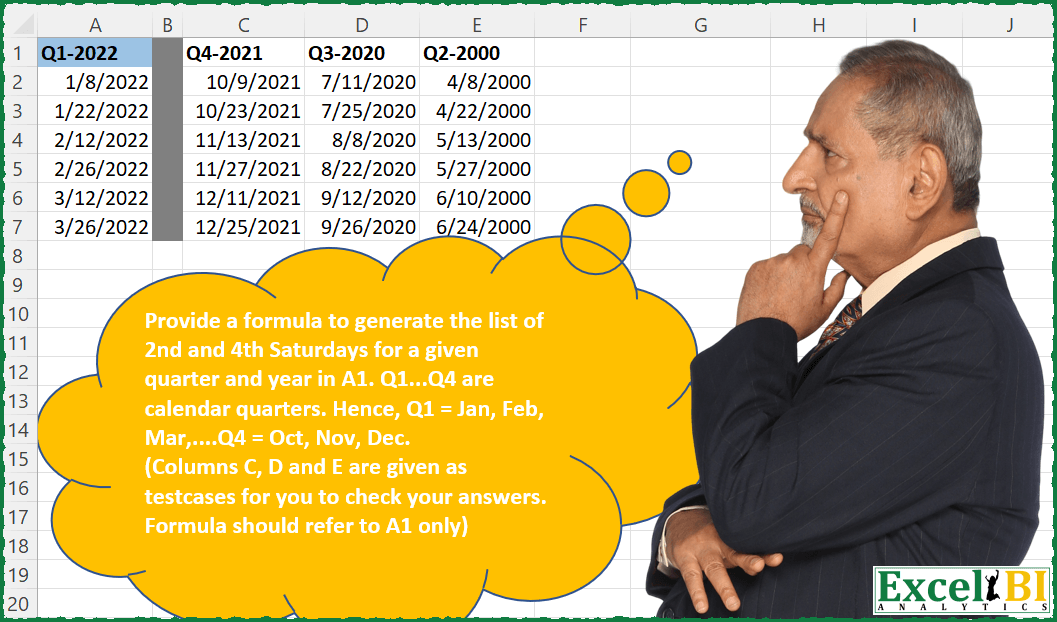List 2nd and 4th Saturdays - Excel, Power Query, Python Challenges