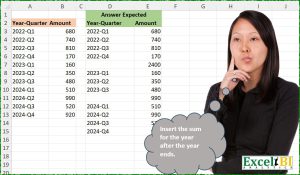 Insert Yearly Sum Totals - Excel, Power Query, Python Challenges