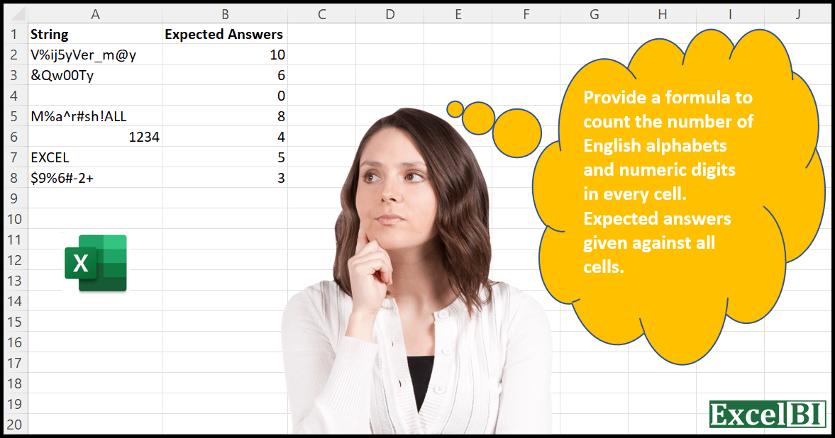 Count Letters and Digits - Excel, Power Query, Python, Data Challenges