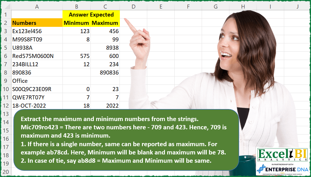 Extract Min and Max From - Excel, Power Query, Python Challenges