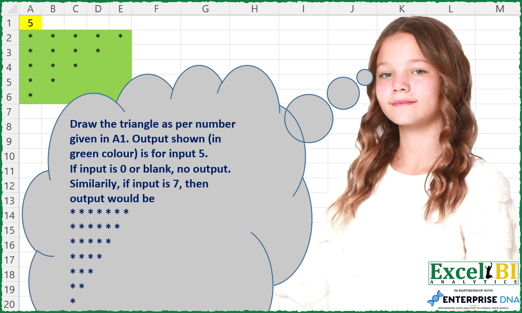 Draw Descending Triangle - Excel, Power Query, Python Challenges